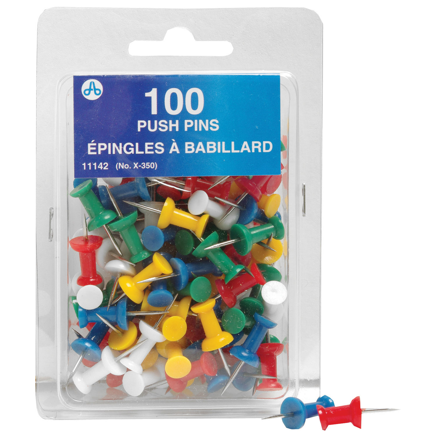 Acme United Half Inch Push Pins (ACM11142) - 100 Pack - Assorted ...