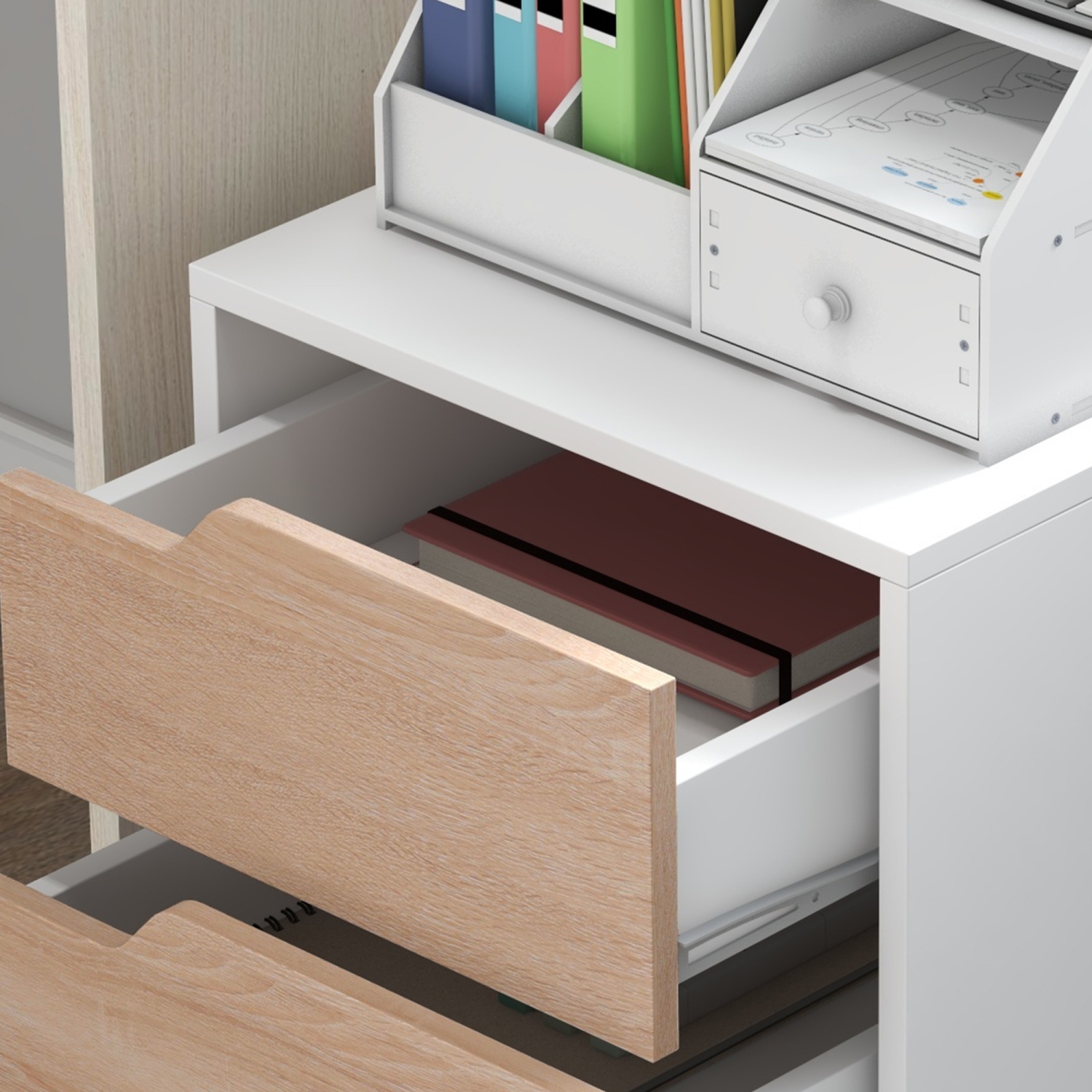 HOMCOM 3 Drawer File Cabinet, Mobile Vertical Filing Cabinet with ...