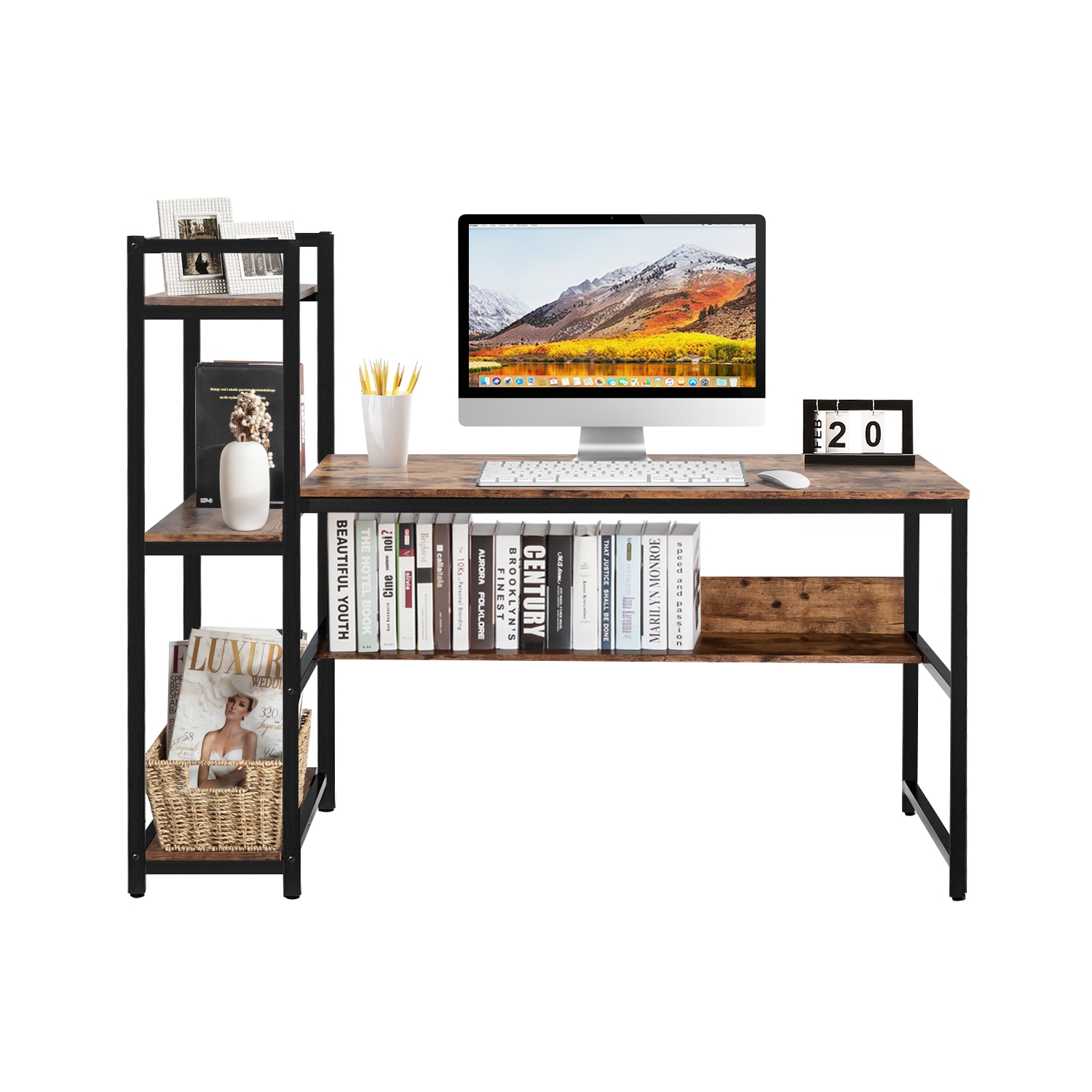 Topbuy Mufti-Functional Computer Desk PC Workstation with 4 Tier ...