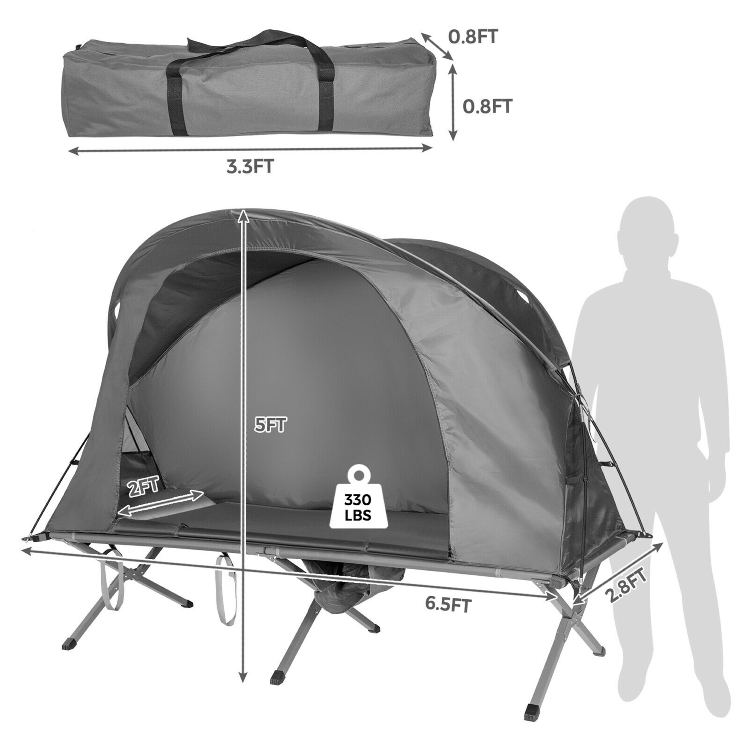 Costway Person Camping Bed Stretcher Portable Hiking Tent Pop Up Tent ...