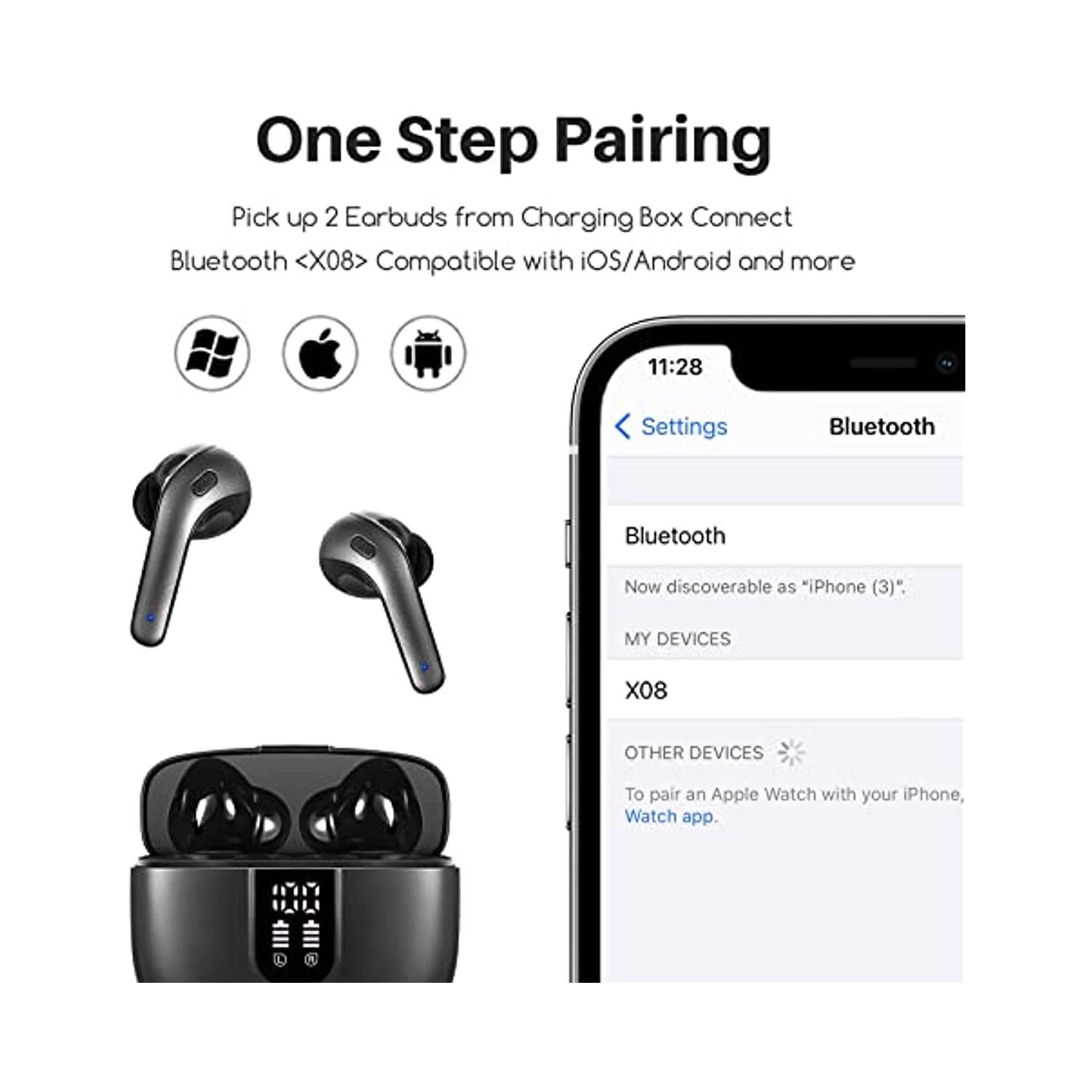Wireless Earbuds Bluetooth Earbuds Touch Control in-Ear Stereo Audio ...