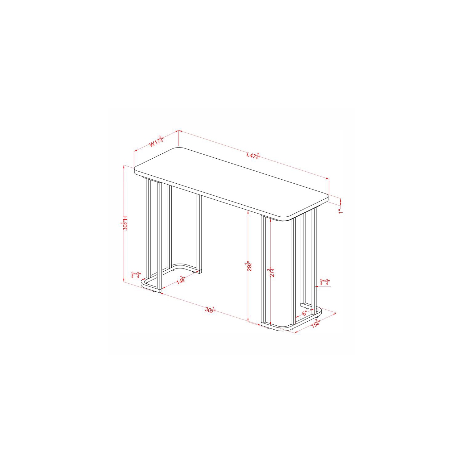 Furniture of America Clotten Contemporary Metal Console Table in Black ...