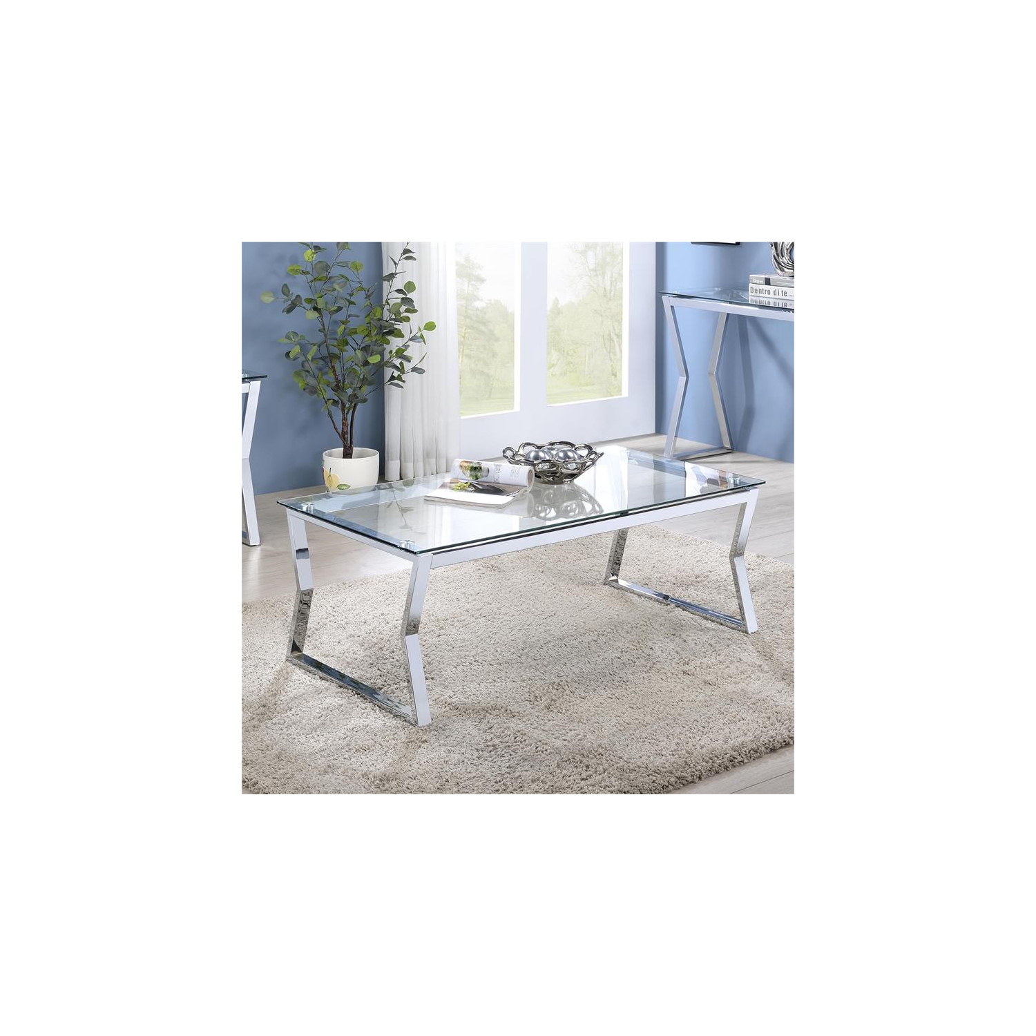 Furniture of America Syann Contemporary Glass Top Coffee Table in ...