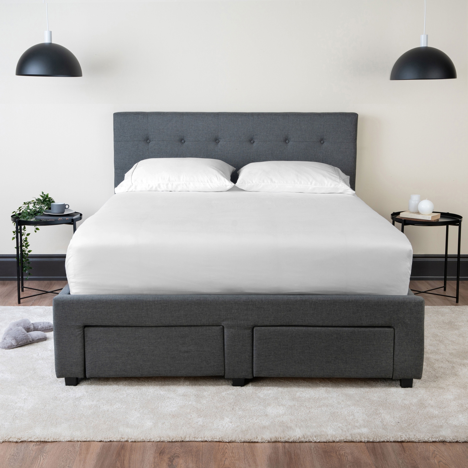 HAMUQ Divan Storage Bed Frame With Headboard King