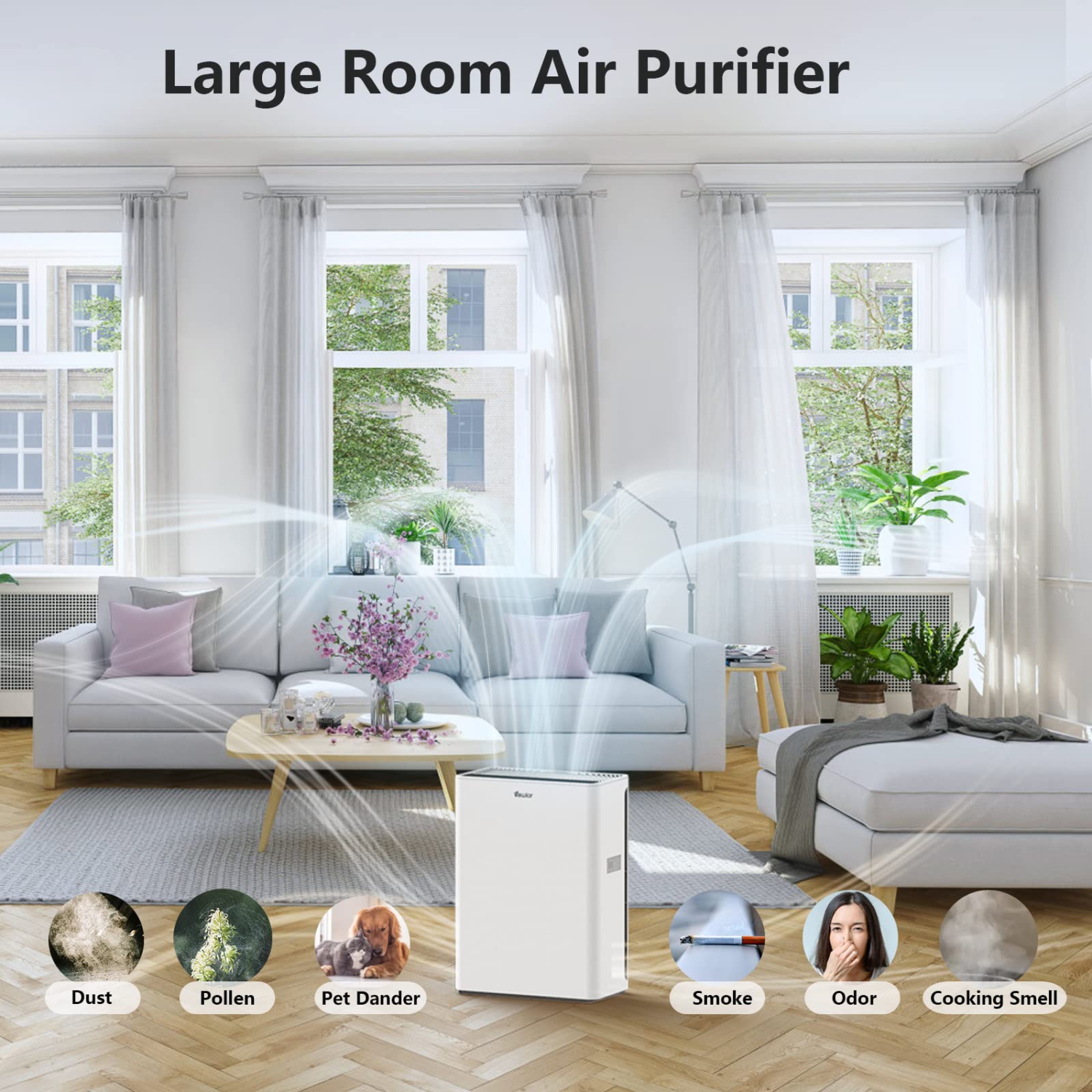 Air Purifier Home Air Purifiers For Large Room Up To 1620 sq.ft VEWIOR H13 True HEPA Air Filter With 5 Timer Settings 3 Fan Speeds Ultra Quiet Air Cleaner For Pets Dander Hair