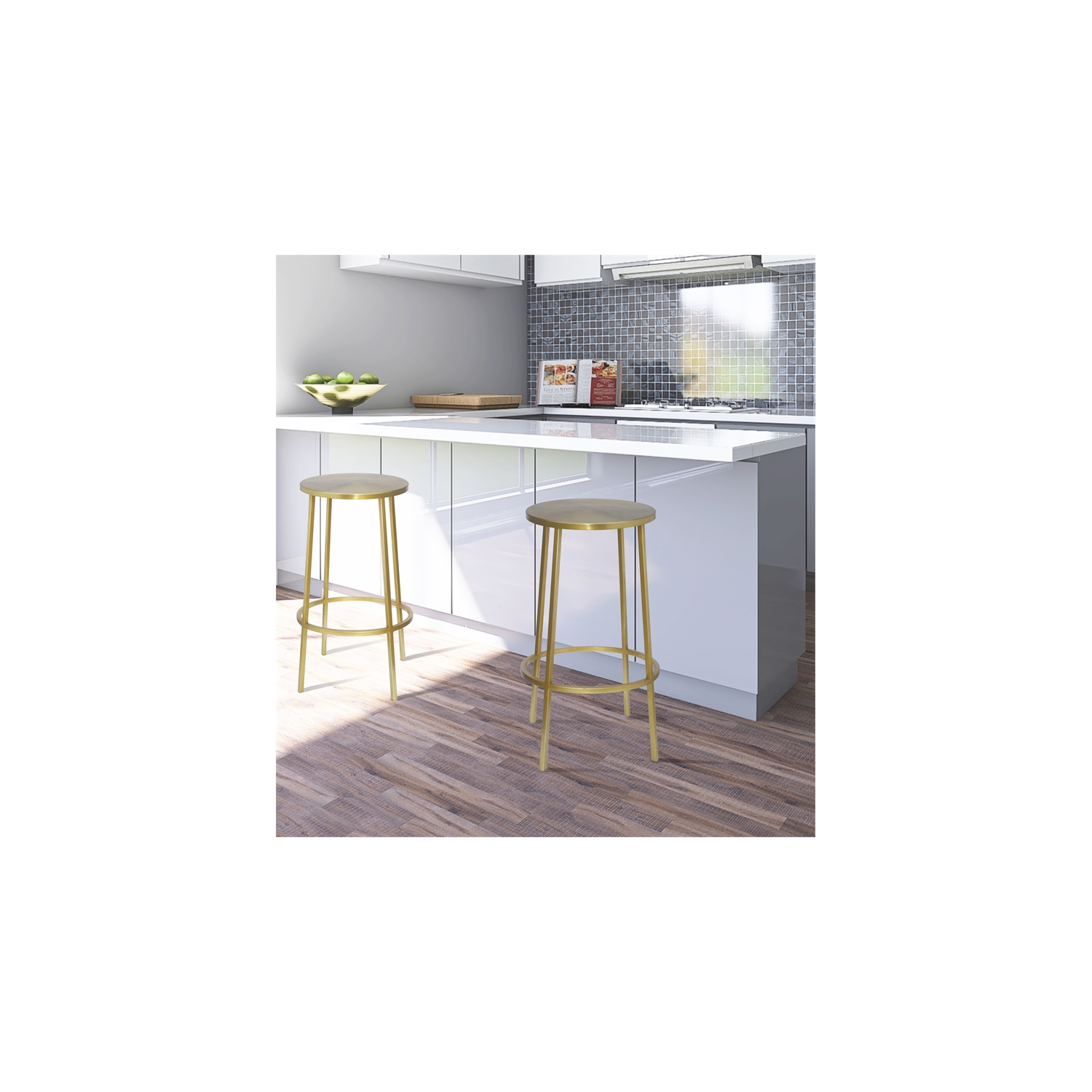 Meridian Furniture Tyson Brushed Gold Iron Counter Stool | Best Buy Canada