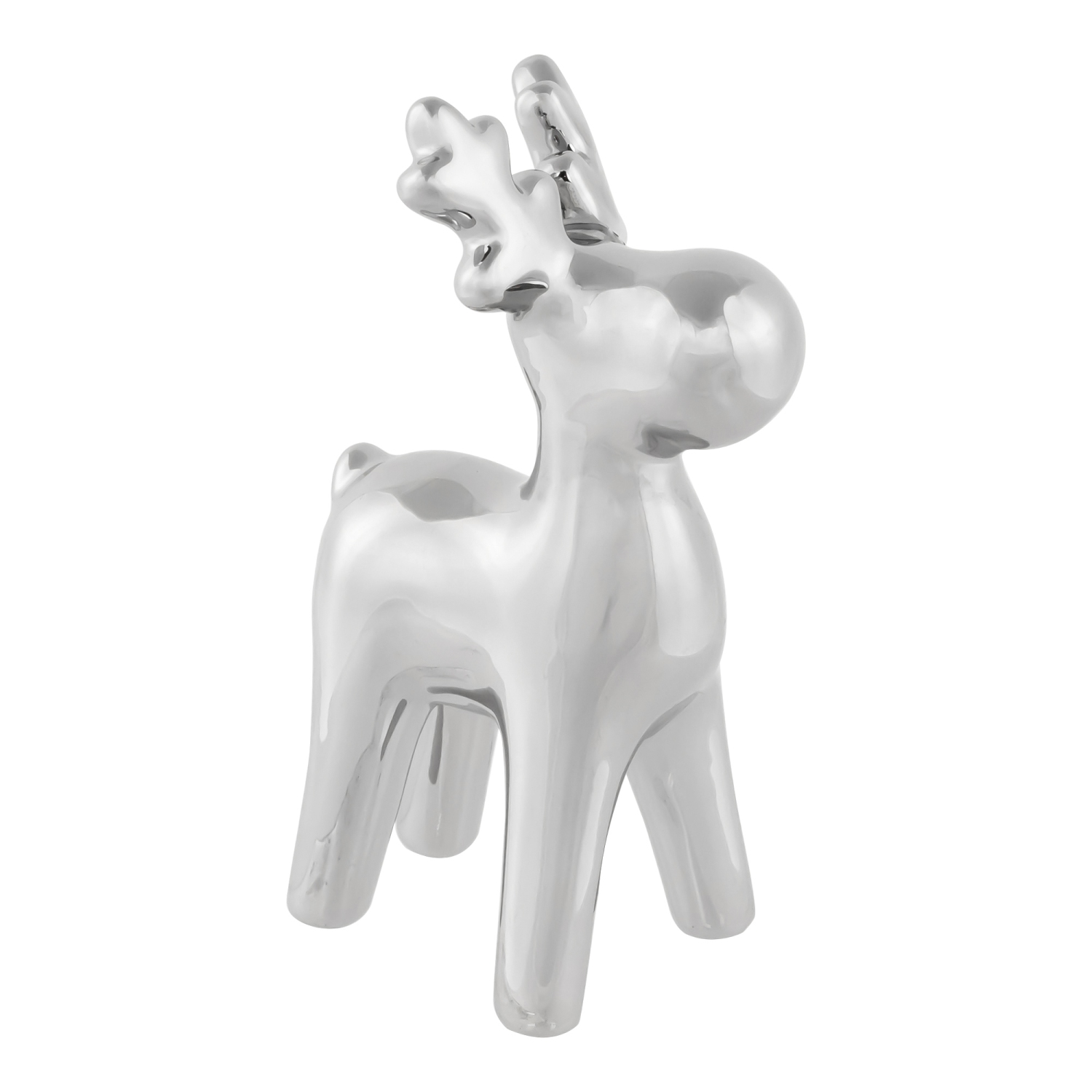 Sleek Ceramic Standing Moose Christmas Figurine - 7" - Silver Finish ...