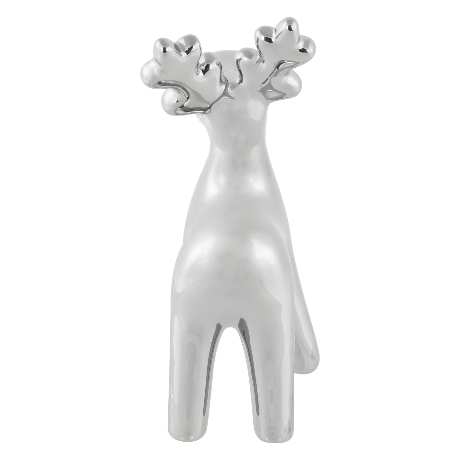 Sleek Ceramic Standing Moose Christmas Figurine - 7" - Silver Finish ...