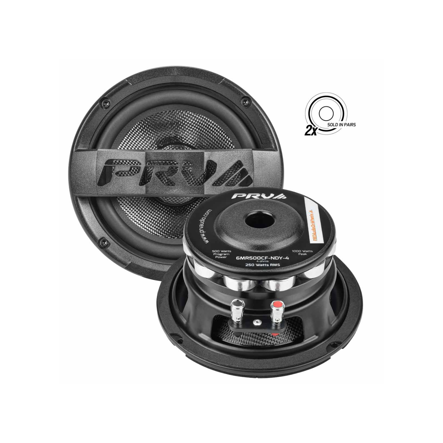 PRV Audio 6MR500CF-NDY-4 6" 500 Watts 4-Ohms Car Audio Mid Range ...