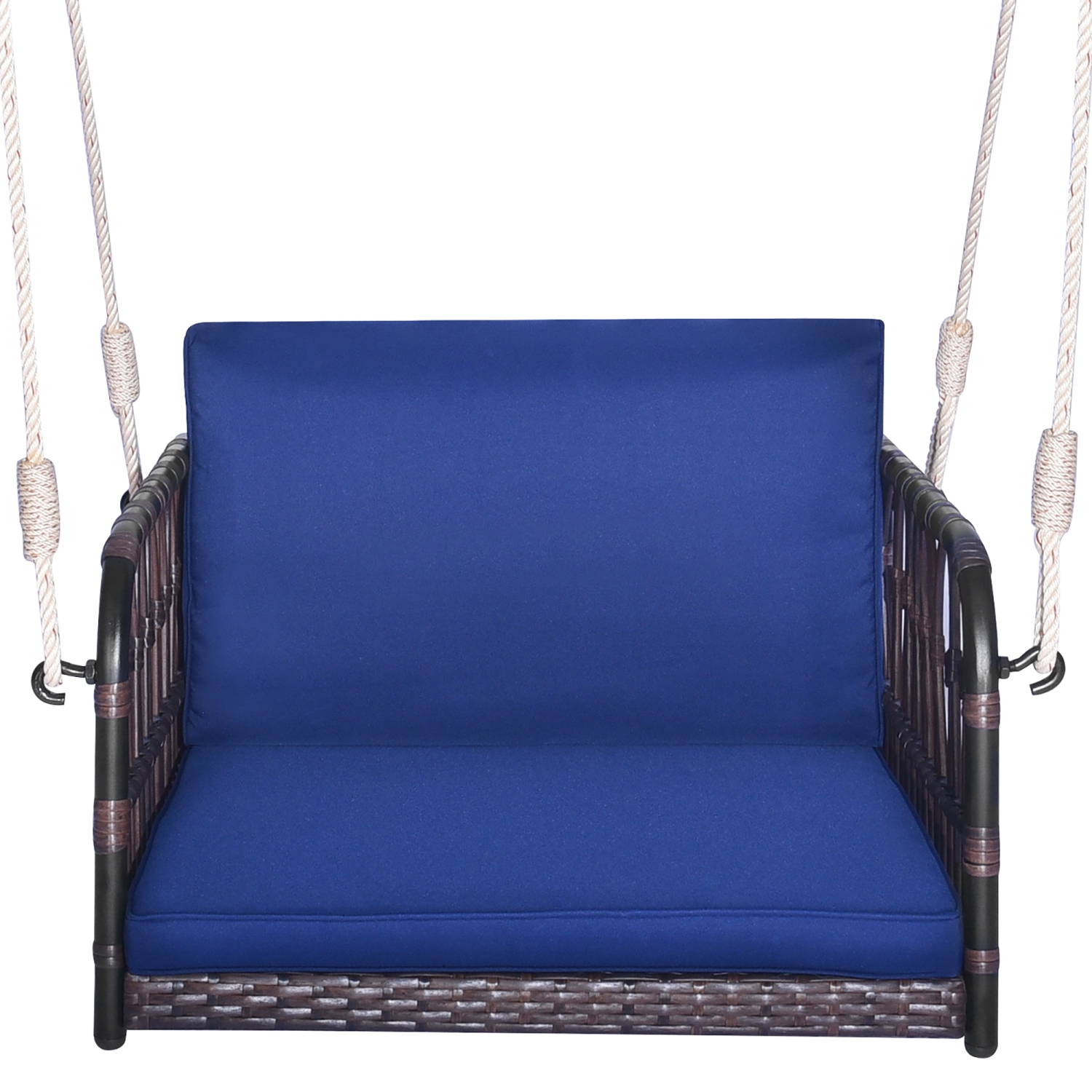 Gymax Patio Rattan Porch Swing Single Person Hanging Seat w/ Seat ...