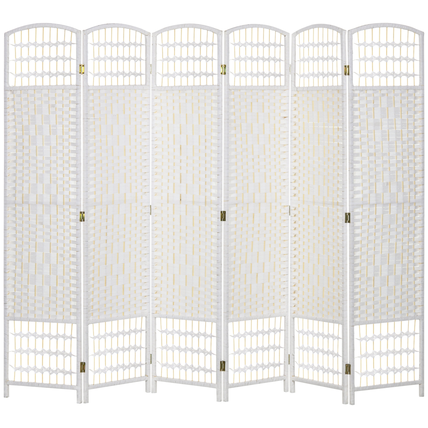HOMCOM 6 Panel Room Divider, 5.6 ft Tall Folding Privacy Screen, Wave ...