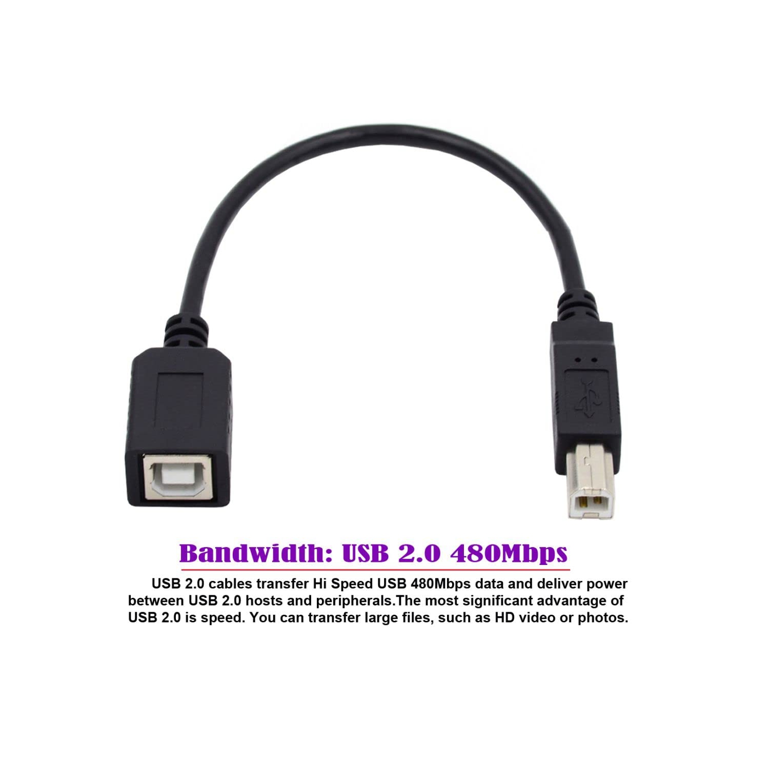 Printer Scanner Disk USB 2.0 Type B Male to Female Extension Cable 20cm ...