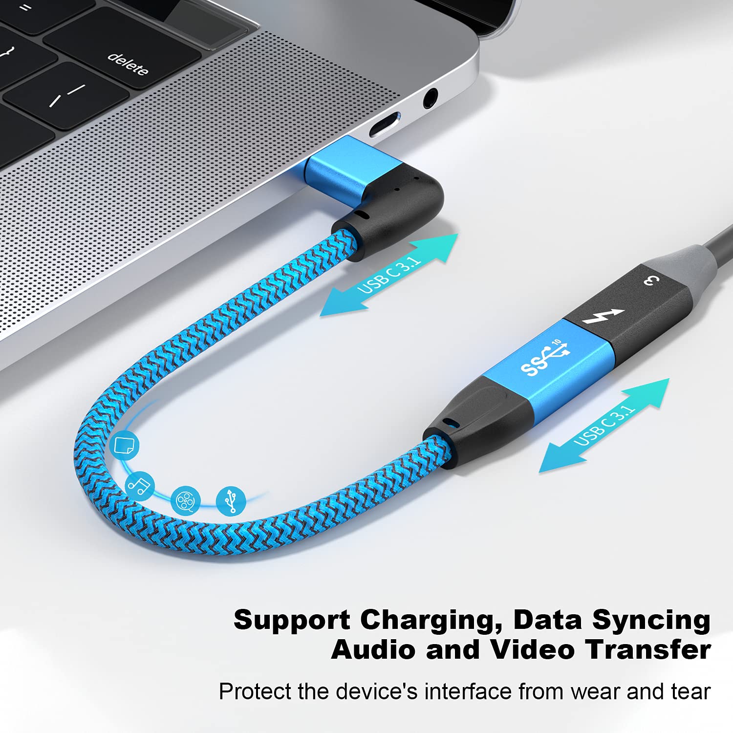 Right Angle USB C Extension Cable 6FT, 90 Degree USB-C 3.2 Gen2 10Gbps ...
