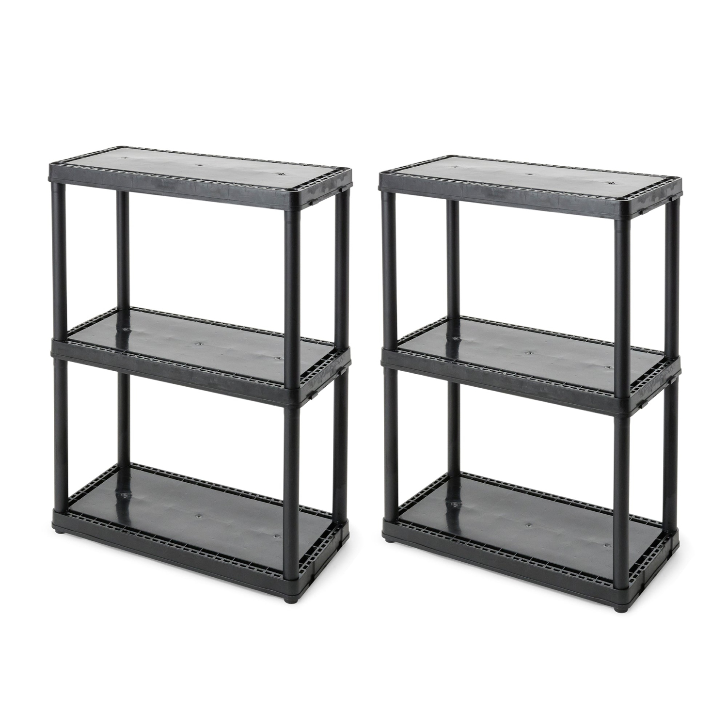 Gracious Living 3 Shelf Fixed Height Light Duty Storage Unit, Black (2 ...