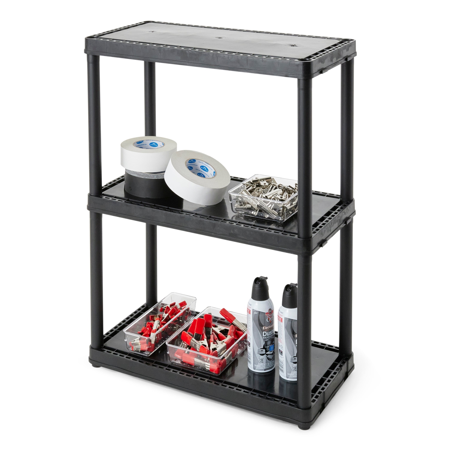 Gracious Living 3 Shelf Fixed Height Light Duty Storage Unit, Black (2 ...