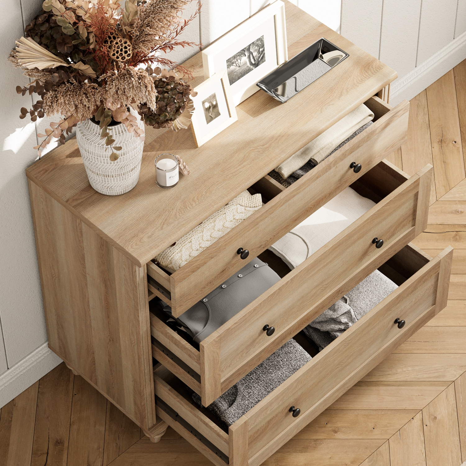 WAMPAT Modern Dresser with 6 Drawers Kids Dressers with Wide Chest of Drawer Oak Wooden Closet Storage Organizer for Bedroom Living Room Nursery Hallway Best Buy Canada