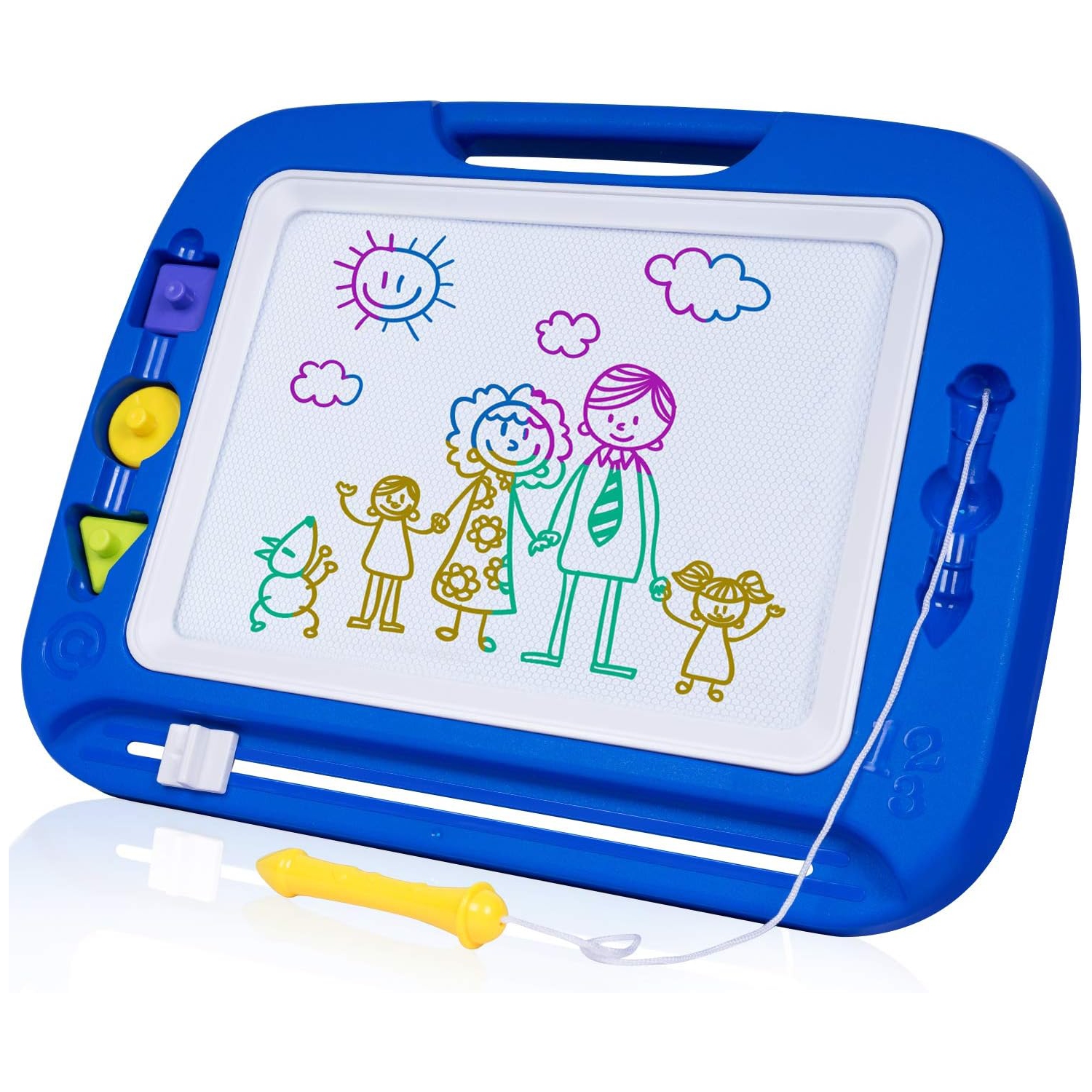 MR. SPARKLE Large Magnetic Drawing Board 42 33Cm 4 Colors Doodle Pad w 4 Stamps for Toddlers Magna Doodle Etch Sketch Toy Learning Gift For