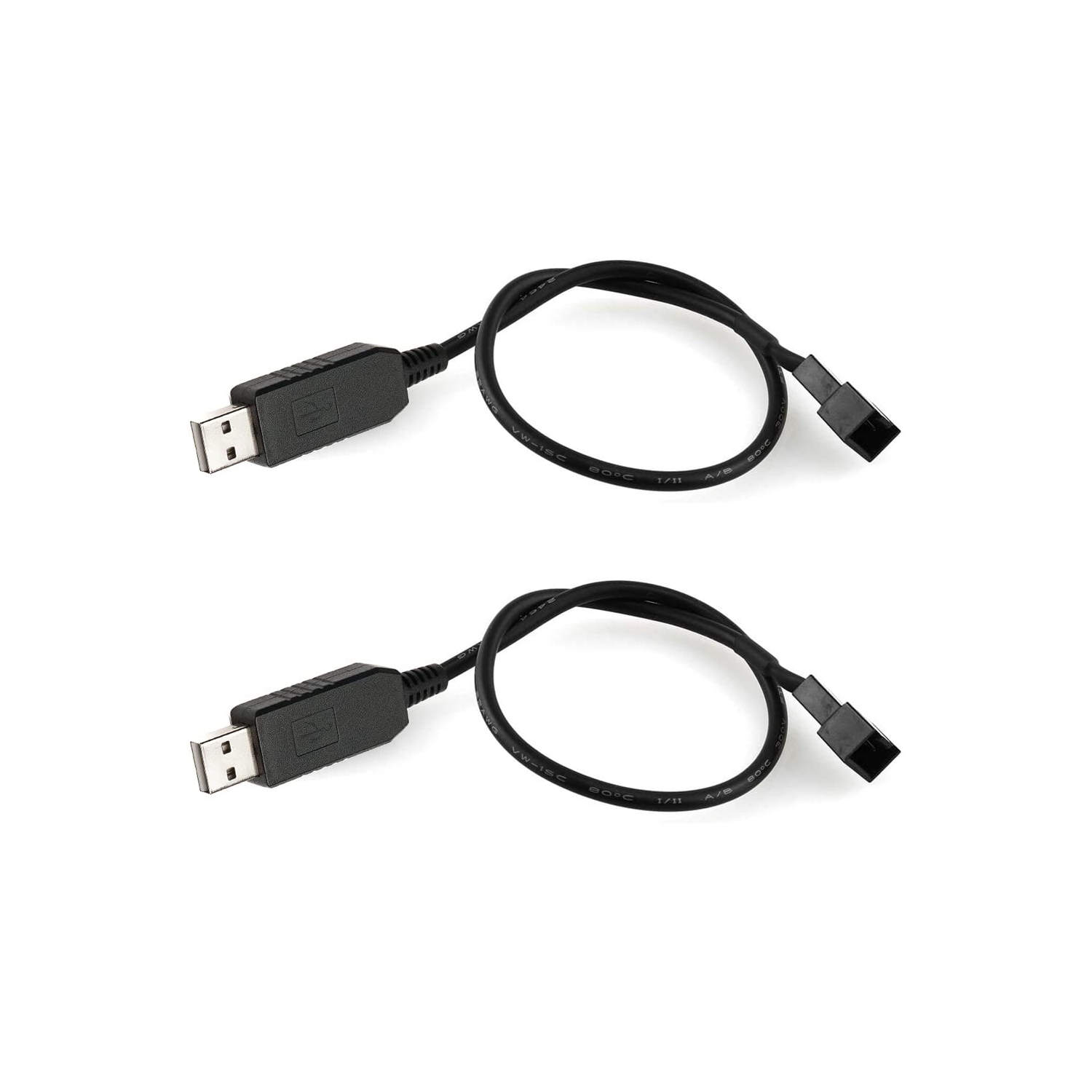 2pcs Full Speed 12V Voltage Step-Up USB to 3-Pin and 4-Pin PC Fan ...