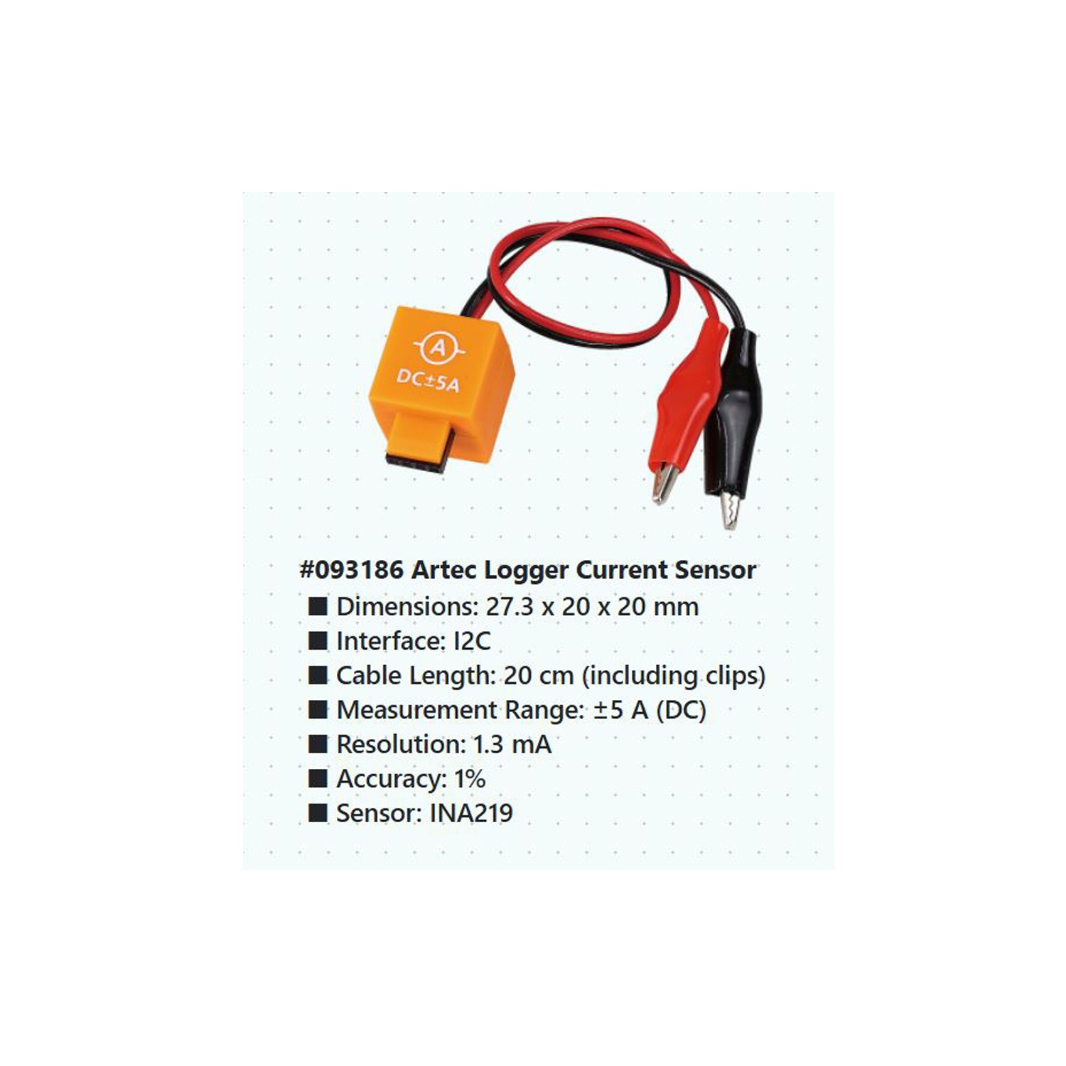 Artec Current Sensor - ±5A DC Range & Alligator Clips - Study ...