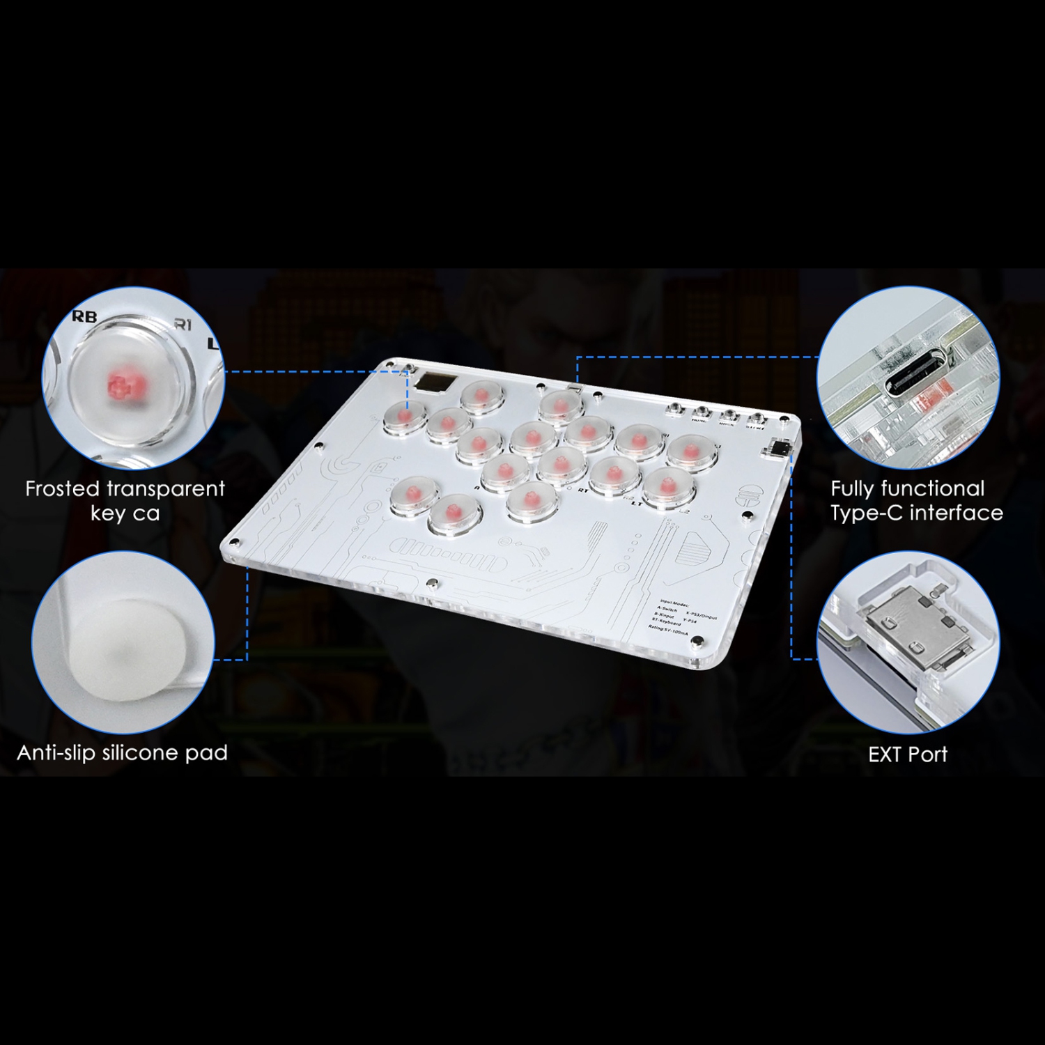 HITBOX Fighting Keyboard Arcade Joystick Advanced Buttons Street ...
