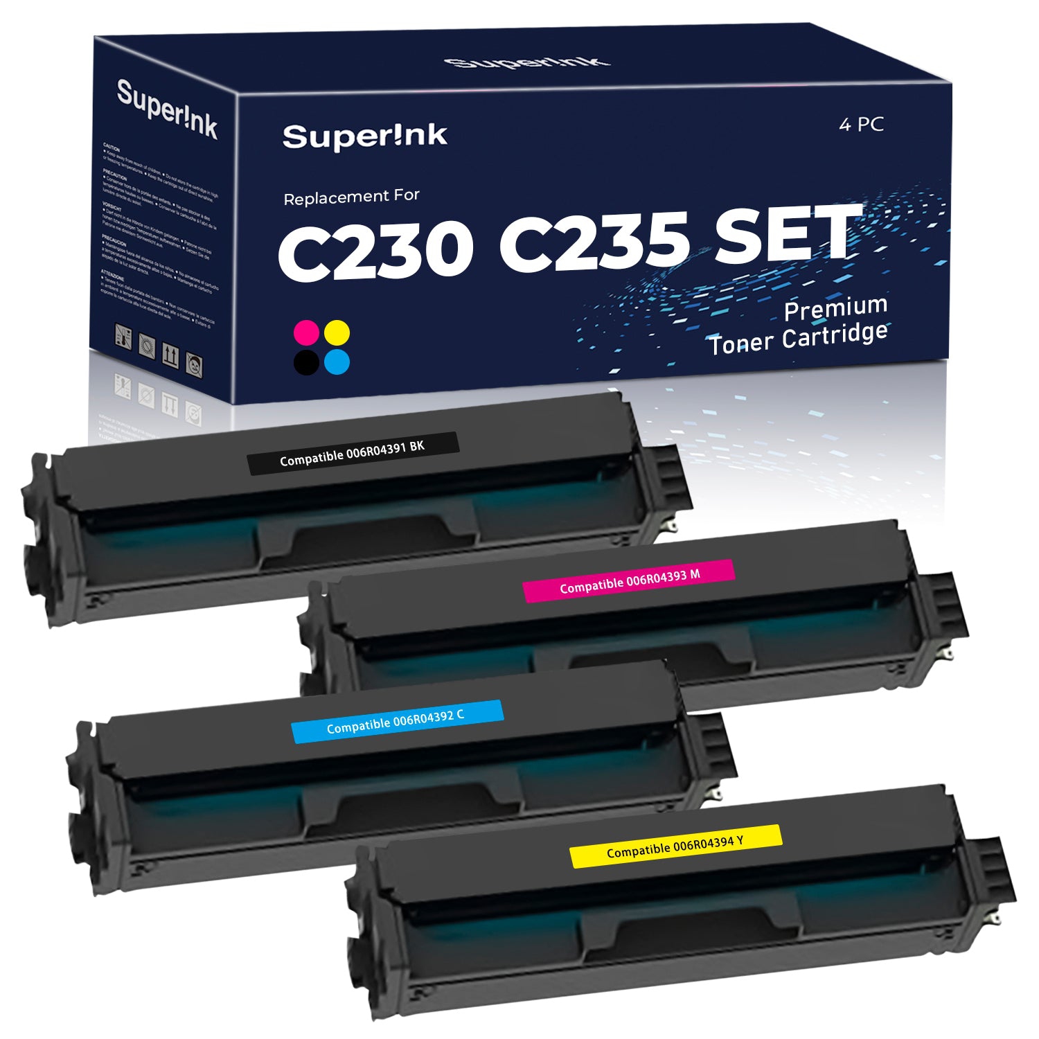 Compatible Xerox C230 / C235 High Yield Toner Combo BK/C/M/Y By ...
