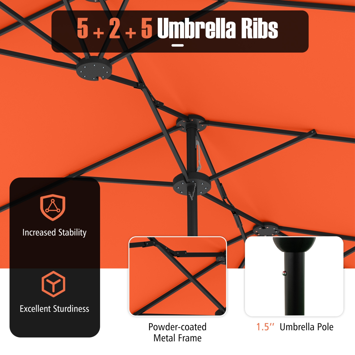 Gymax 13FT Double-sided Patio Umbrella w/ Crank Handle Umbrella Base ...