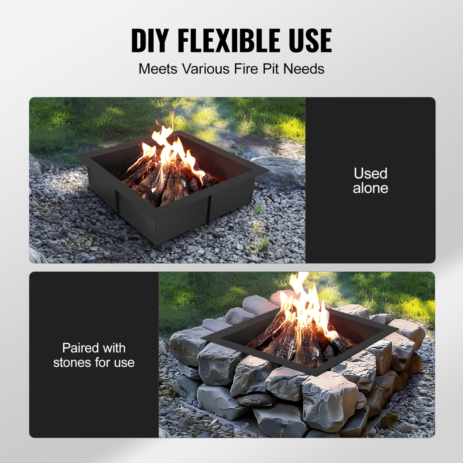 VEVOR 42x42 in Outer/36x36 in Inner Diameter, Fire Pit Ring, 10inch ...