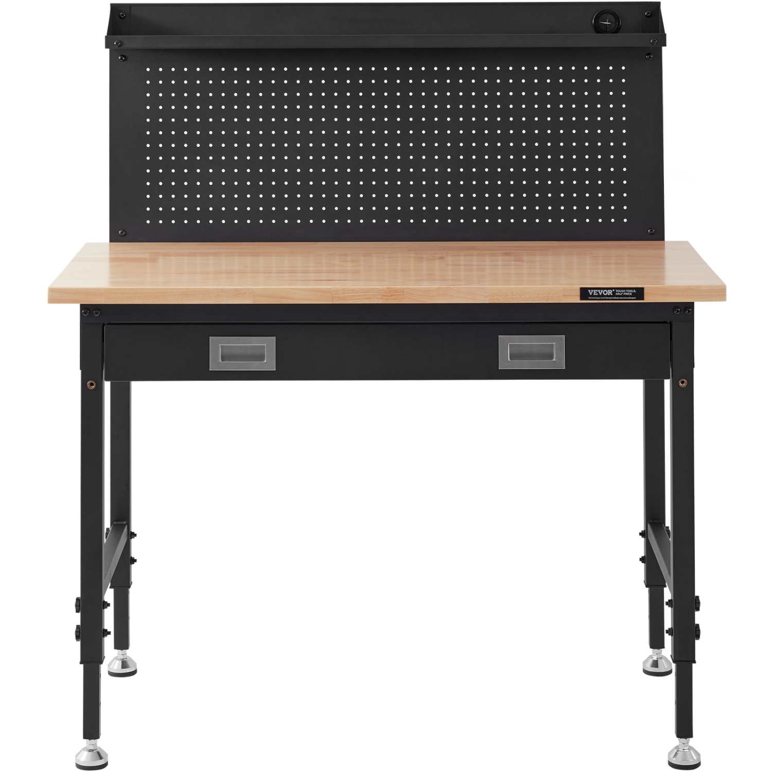 VEVOR 28-39.5" Workbench Adjustable Height Work Bench For Garage Oak ...
