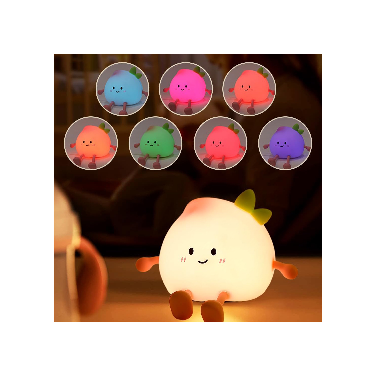 Cute peach night light - RGB color changing, soft light, long-lasting ...