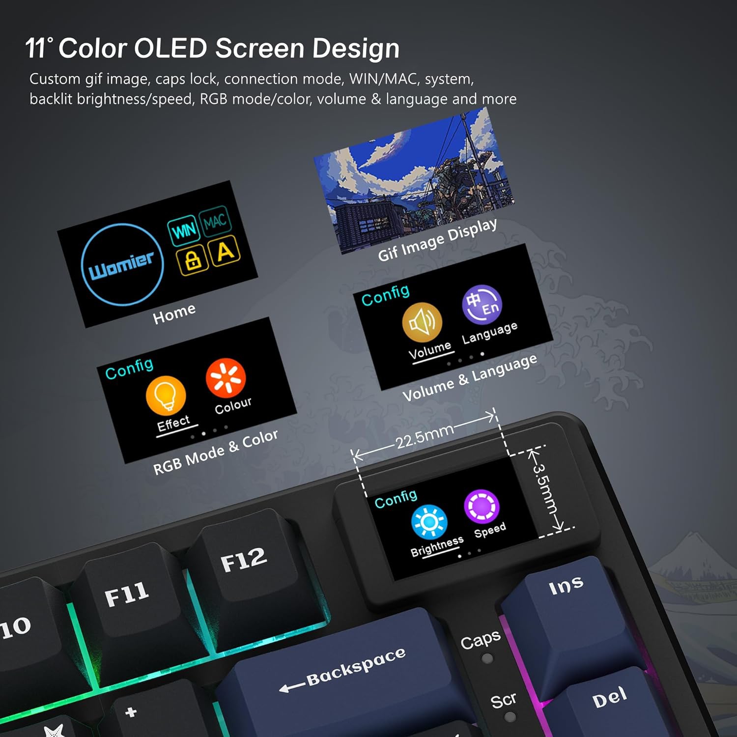 Womier S-K80 75% Keyboard with Color Multimedia Display Mechanical ...