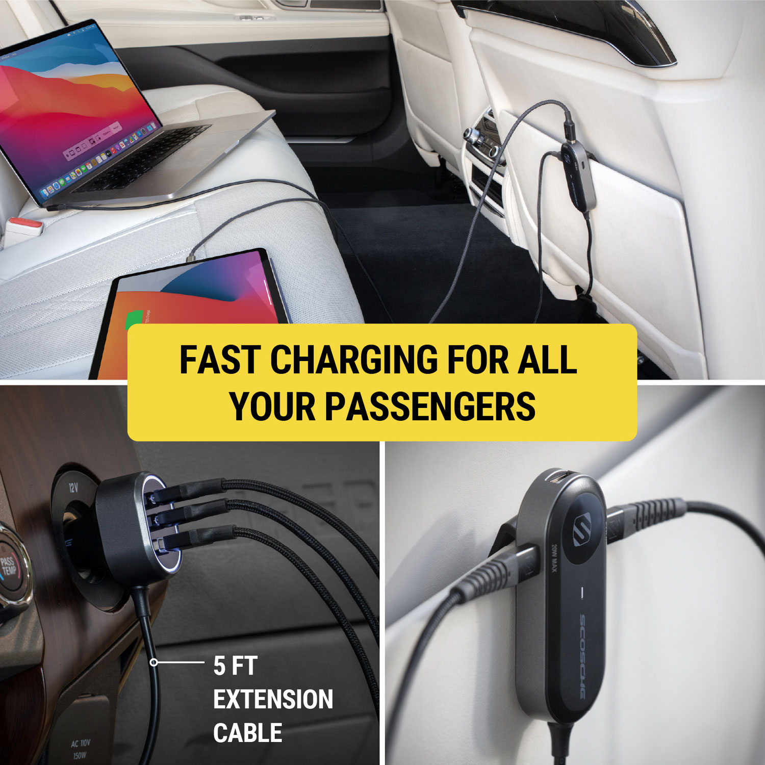 Scosche PowerVolt 100W PD 6-Port USB-C and USB-A Car Charger with 5 ...