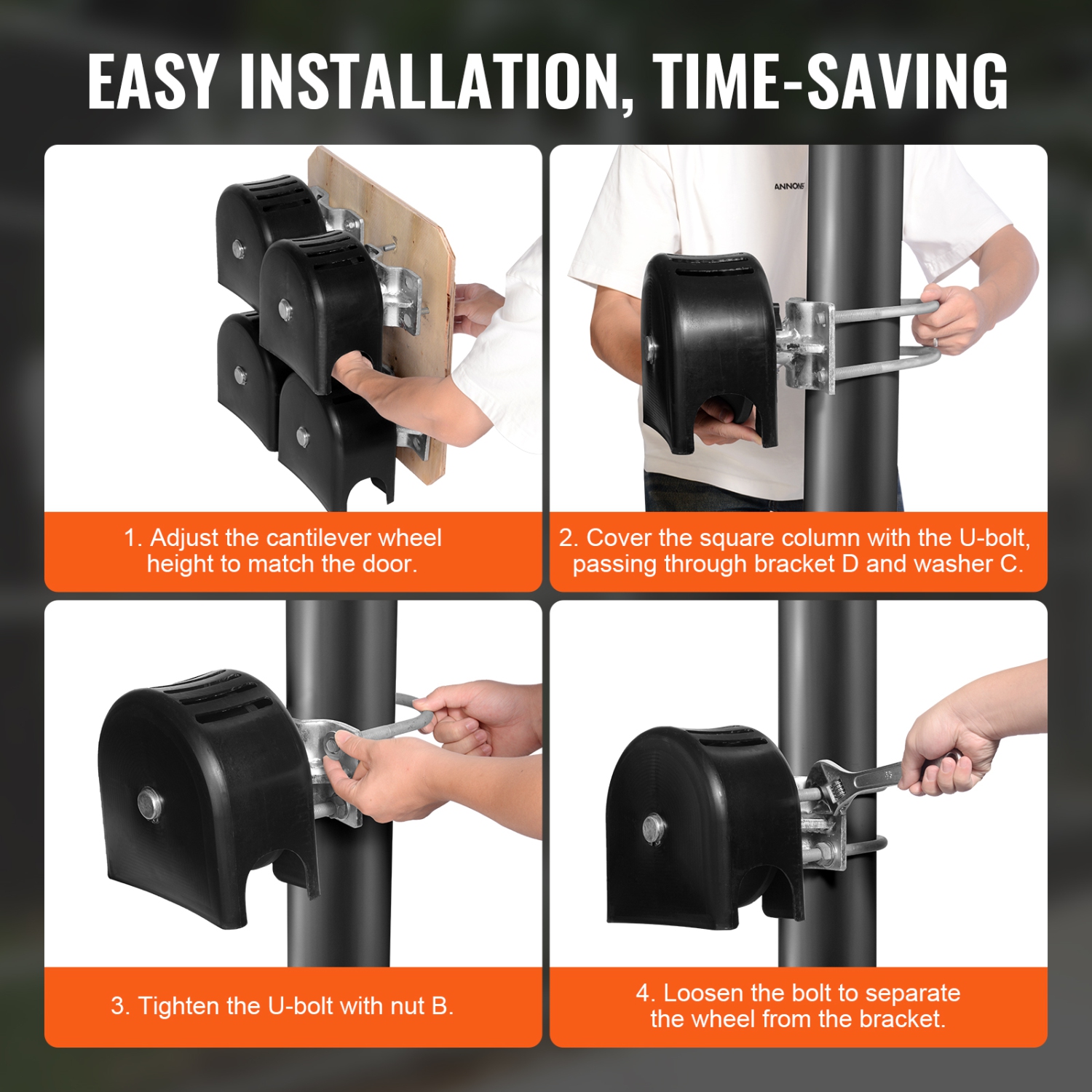 VEVOR 4 Track Sliding Gate Kit, Rolling Gate Hardware Kit w/ U-Shaped ...