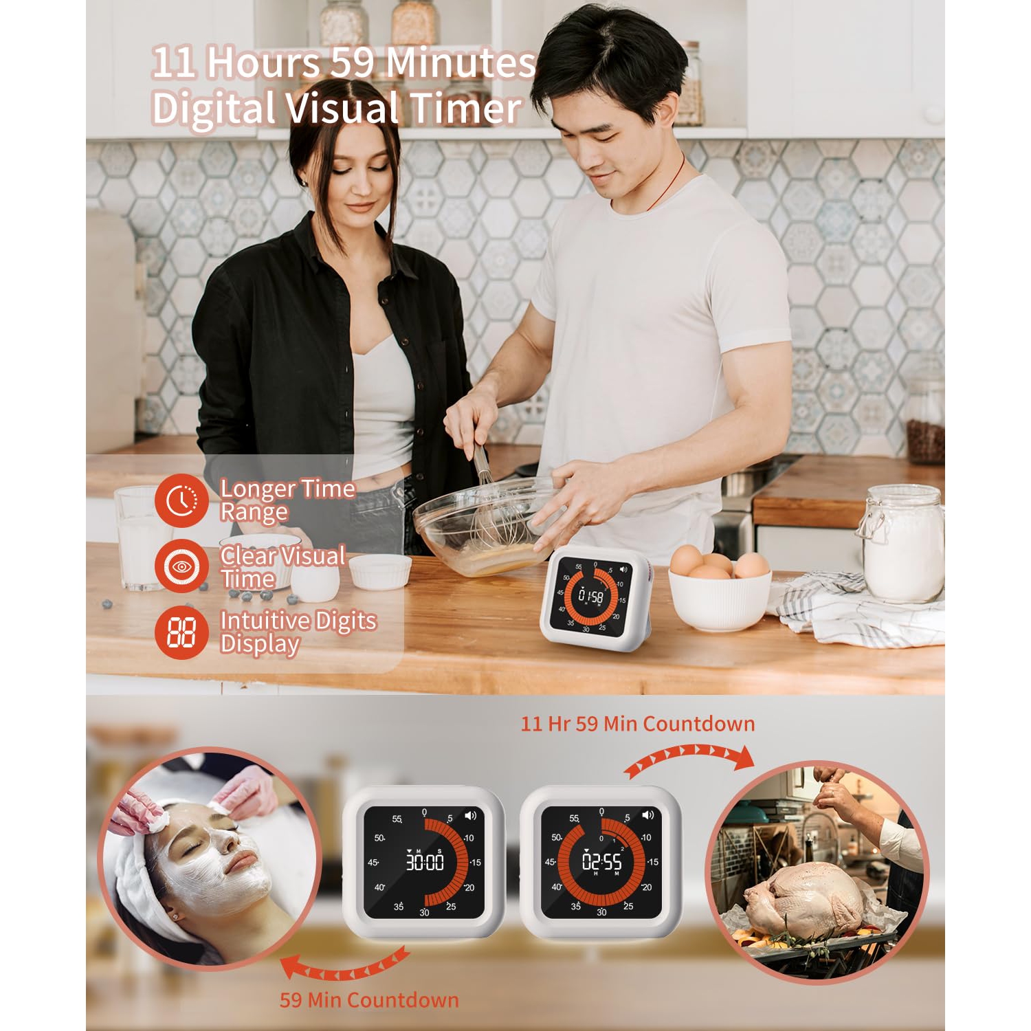 Magnetic Timer for Classroom, Digital Visual Timer for Kitchen and ...