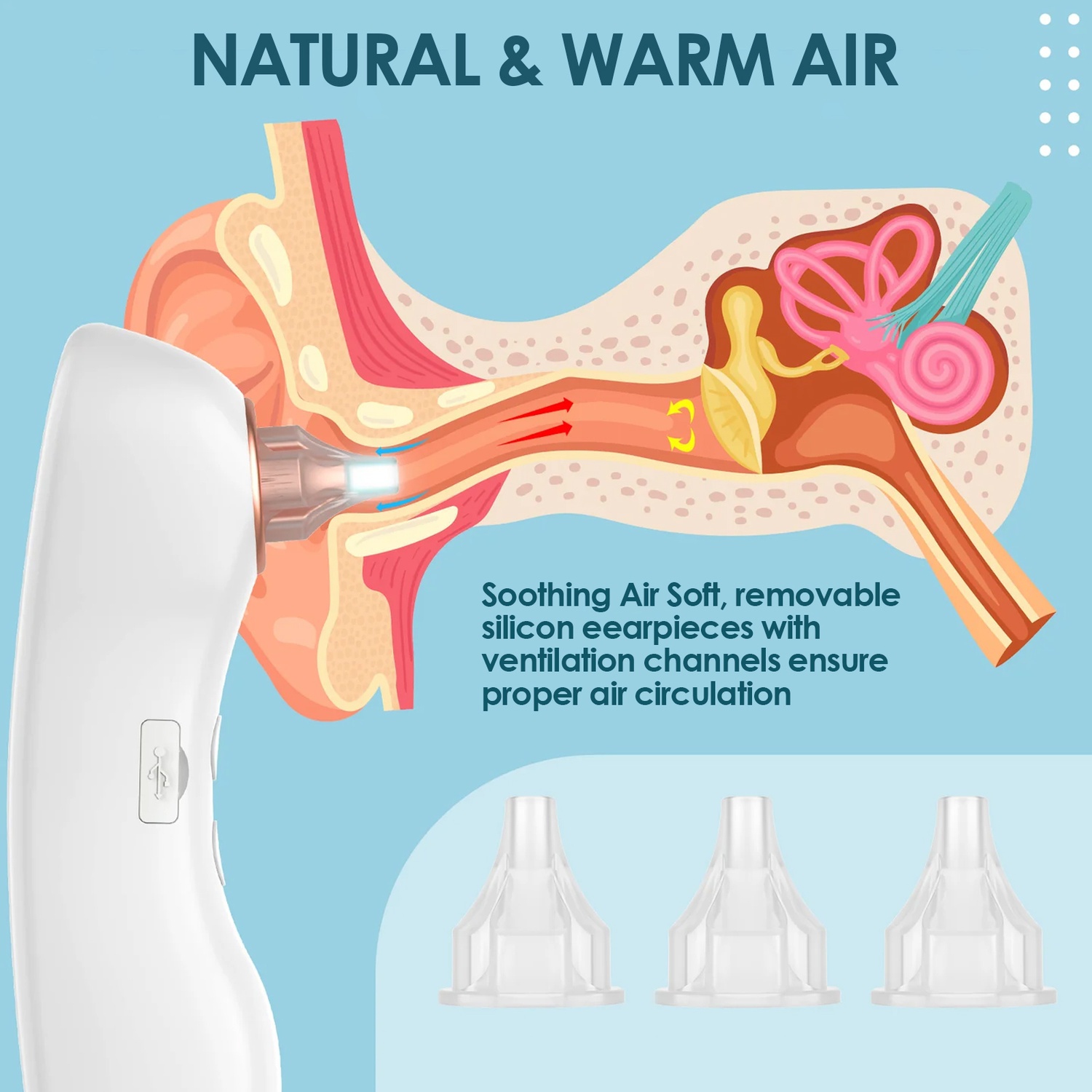 Ear Water Dryer Professional Warm Air Quick Drying Portable Ear Drying ...
