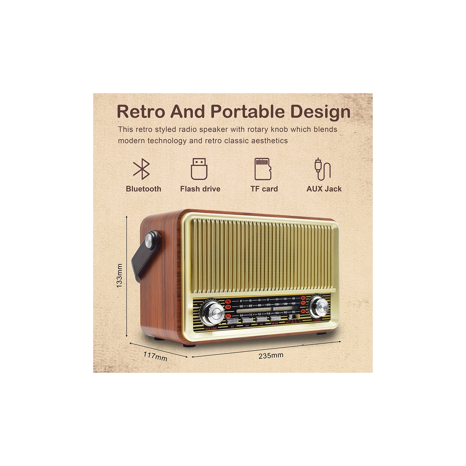 Radio AM FM portative, radio transistor rechargeable à piles pour la ...