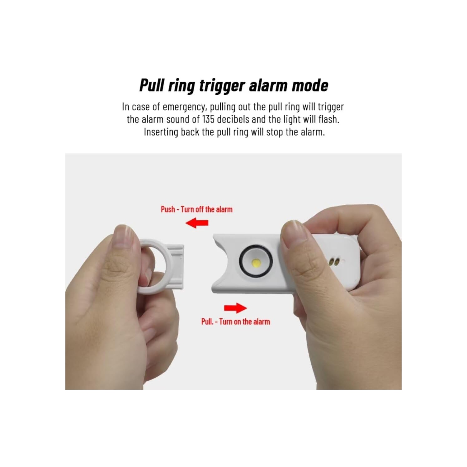 Small Self-Defense Keychain Alarm with Rechargeable 135dB SOS LED Light ...