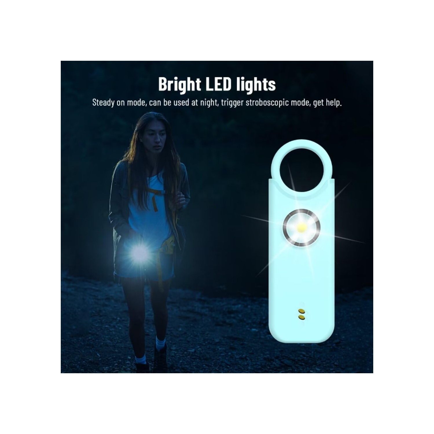 Small Self-Defense Keychain Alarm with Rechargeable 135dB SOS LED Light ...