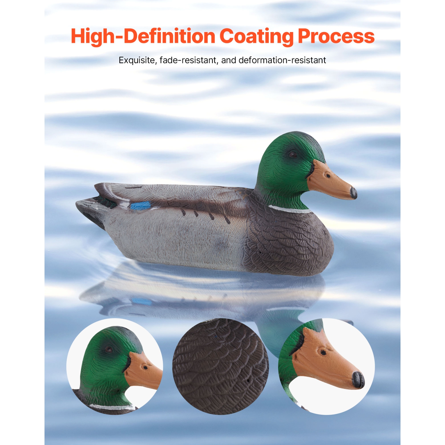 VEVOR 6-Pack Duck Decoys, Realistic Floating Duck Decoys, Weight ...