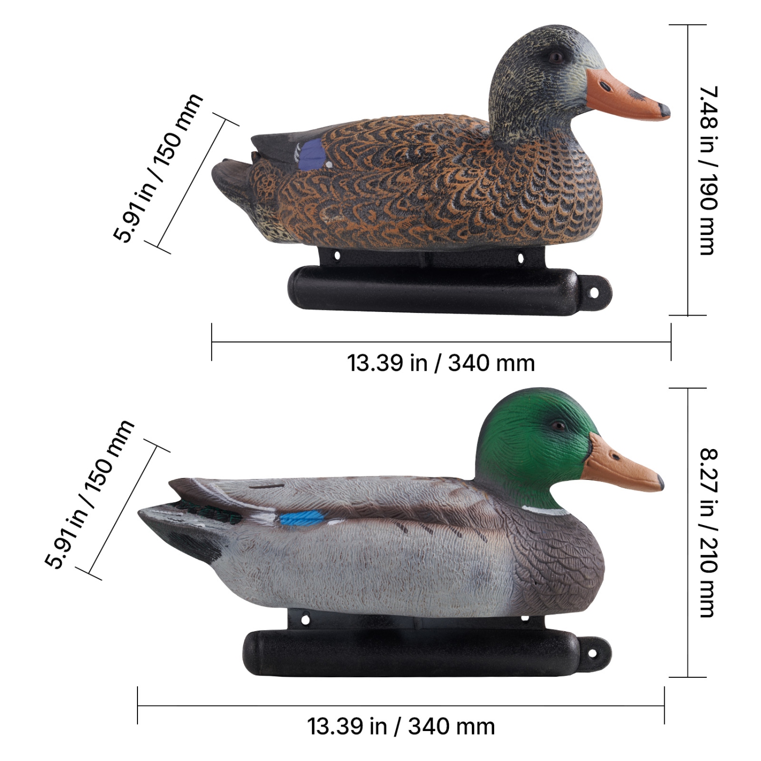 VEVOR 6-Pack Duck Decoys, Realistic Floating Duck Decoys, Weight ...