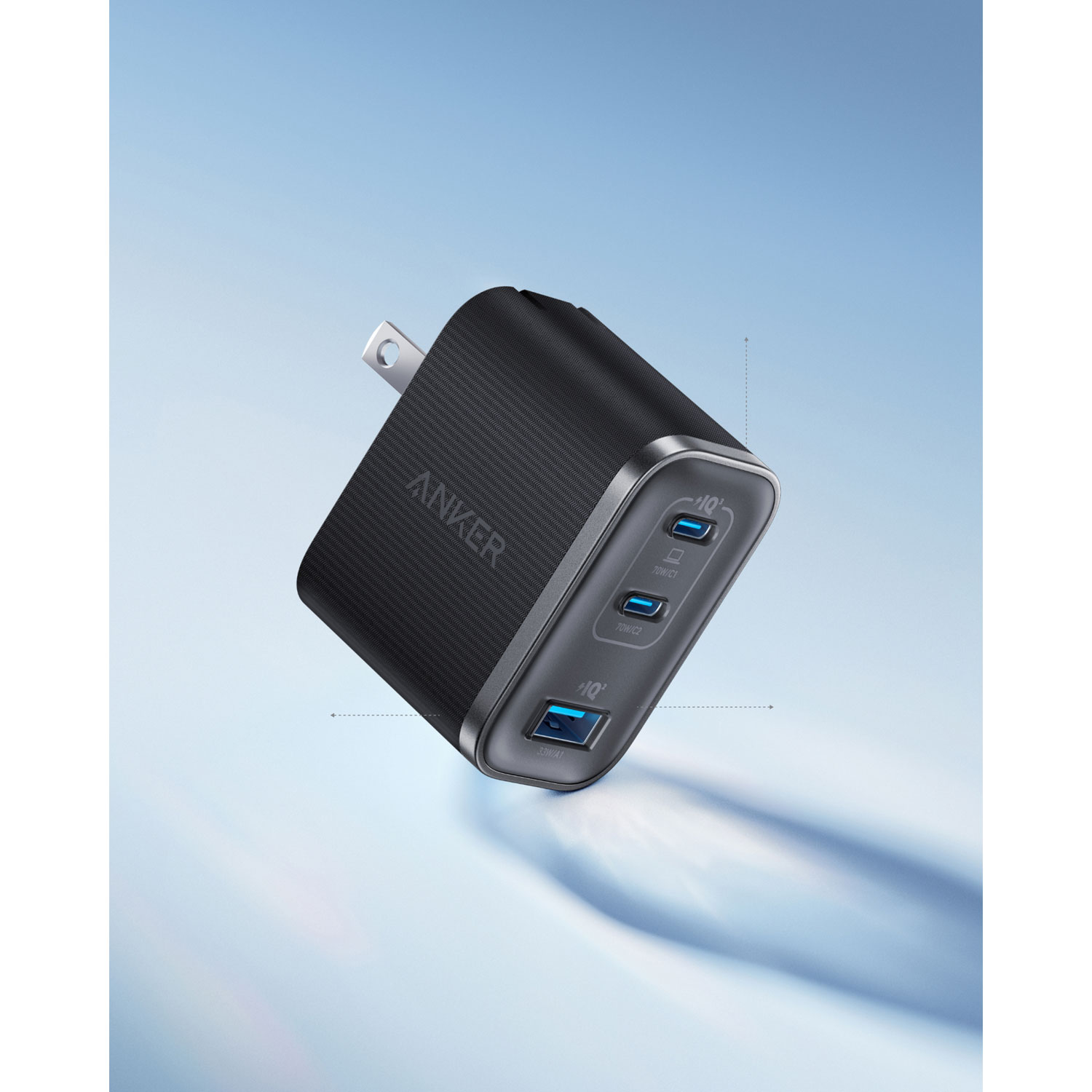 Anker Nano 70W 3-Port USB-C Wall Charger with USB-C Cable - Dark Grey ...