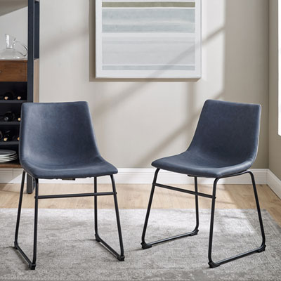 Navy Blue Faux Leather Dining Chairs | Best Buy Canada