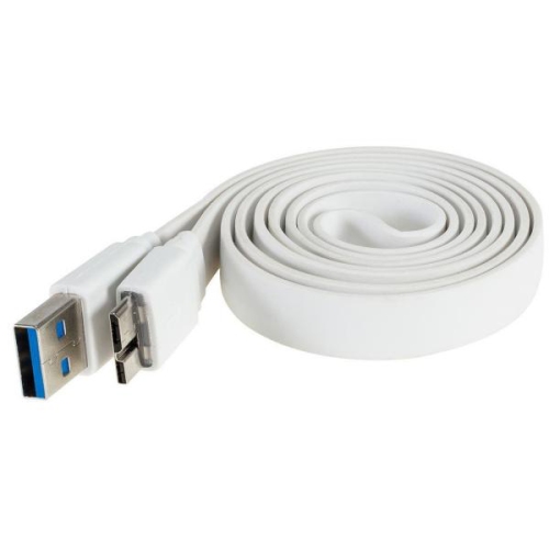 3' Flat USB 3.0 A to USB 3.0 Micro B (10 Pin) Cable - TechCraft - White ...