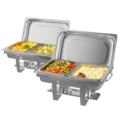 Costway 2 Packs Full Size Chafing Dish 9 Quart Stainless Steel ...
