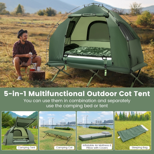 Goplus 1 Person Compact Portable Pop Up Tent Camping Cot w Air Mattress Sleeping Bag Best Buy Canada