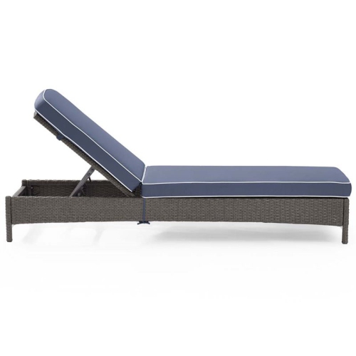 Crosley Palm Harbor Wicker Patio Chaise Lounge in Gray and Navy