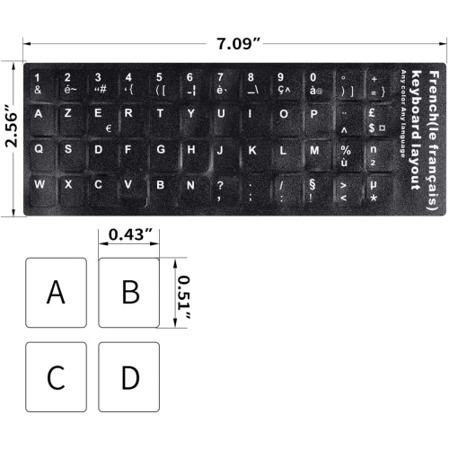 LaptopKing Universal Keyboard Stickers Replacement Keyboard Skin black ...