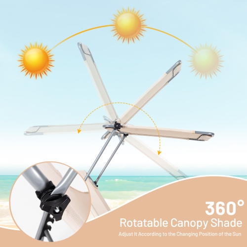 Topbuy Foldable Sun Shading Chaise Lounge Chair Adjustable Beach ...