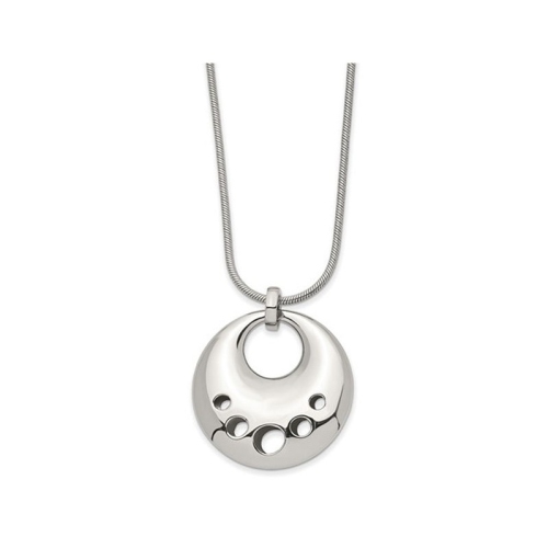 Stainless Steel Polished Circle Cut-out Necklace (24 Inches) | Best Buy ...