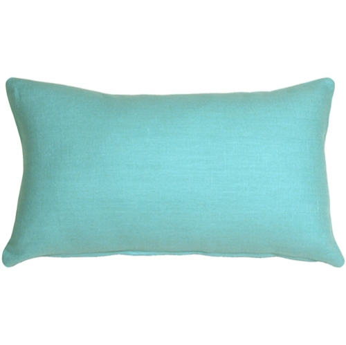 Tuscany Linen Turquoise Throw Pillow, 12"x19" (Polyfill Insert Included ...
