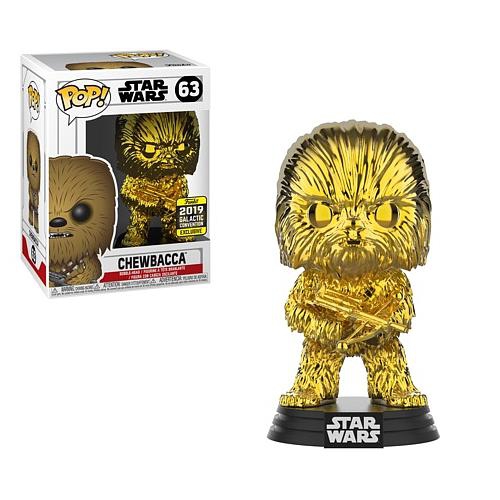 Star Wars Chewbacca Gold Chrome Pop Vinyl Figure 2019 Galactic Convention Exclusive